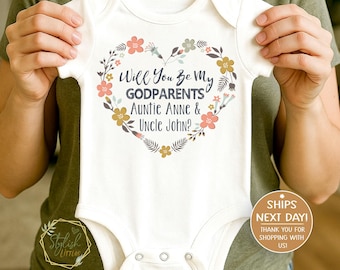 Will You Be My Godmother? Onesie® - Godparents Bodysuit - Godmother Proposal Onesie® - Aunt ...