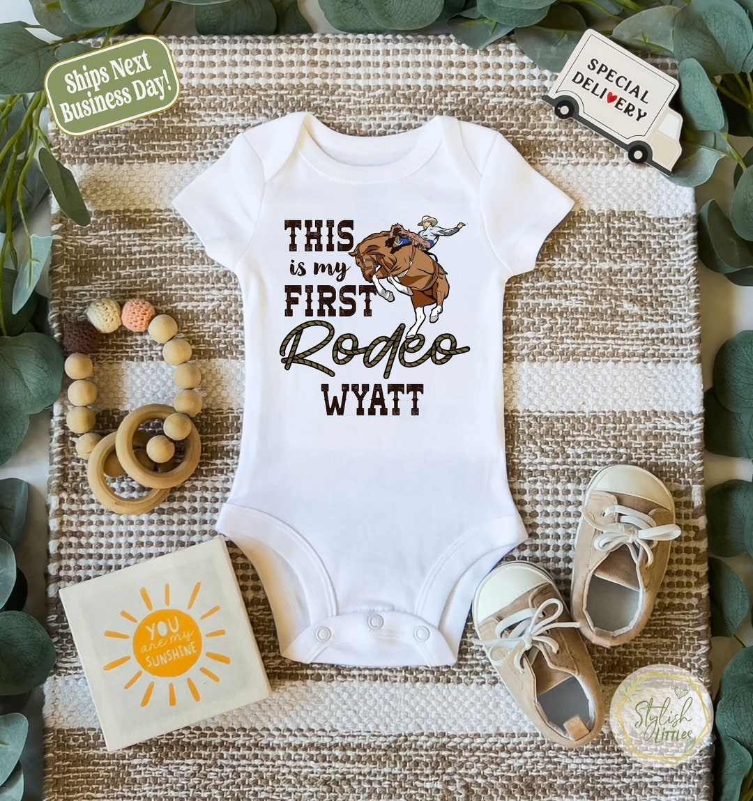 Personalized Name First 1st Horse Rodeo Cowboy Baby Onesie® Bodysuit ...
