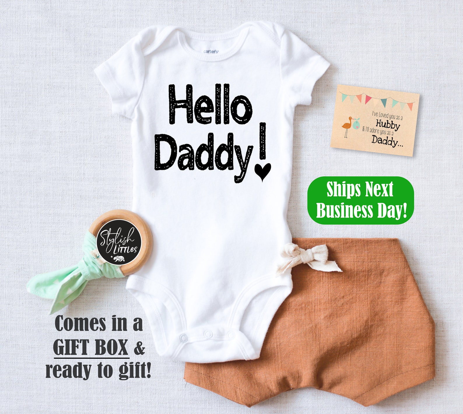 Baby Pregnancy Announcement Onesie ® HELLO DADDY Baby Reveal - Etsy