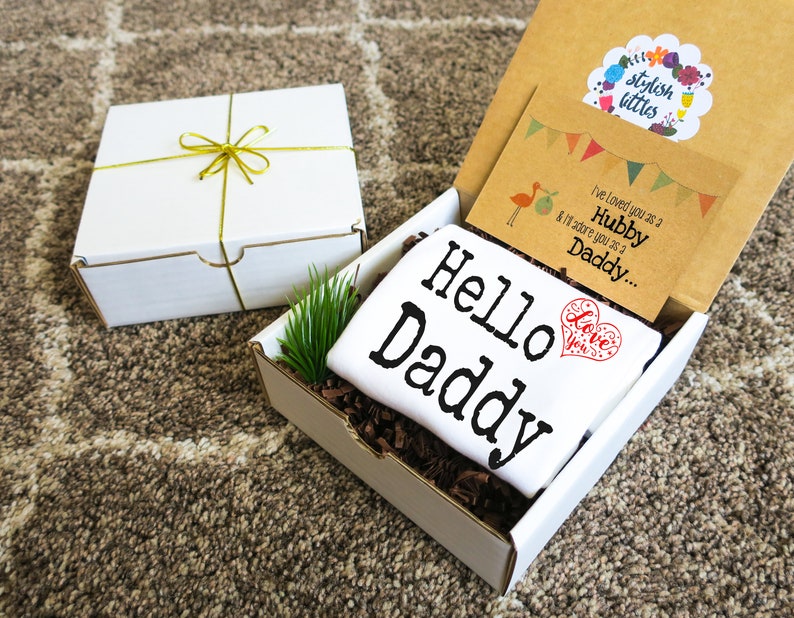 Hello Daddy Love You Baby Reveal Onesie ® Gift Box a - Etsy
