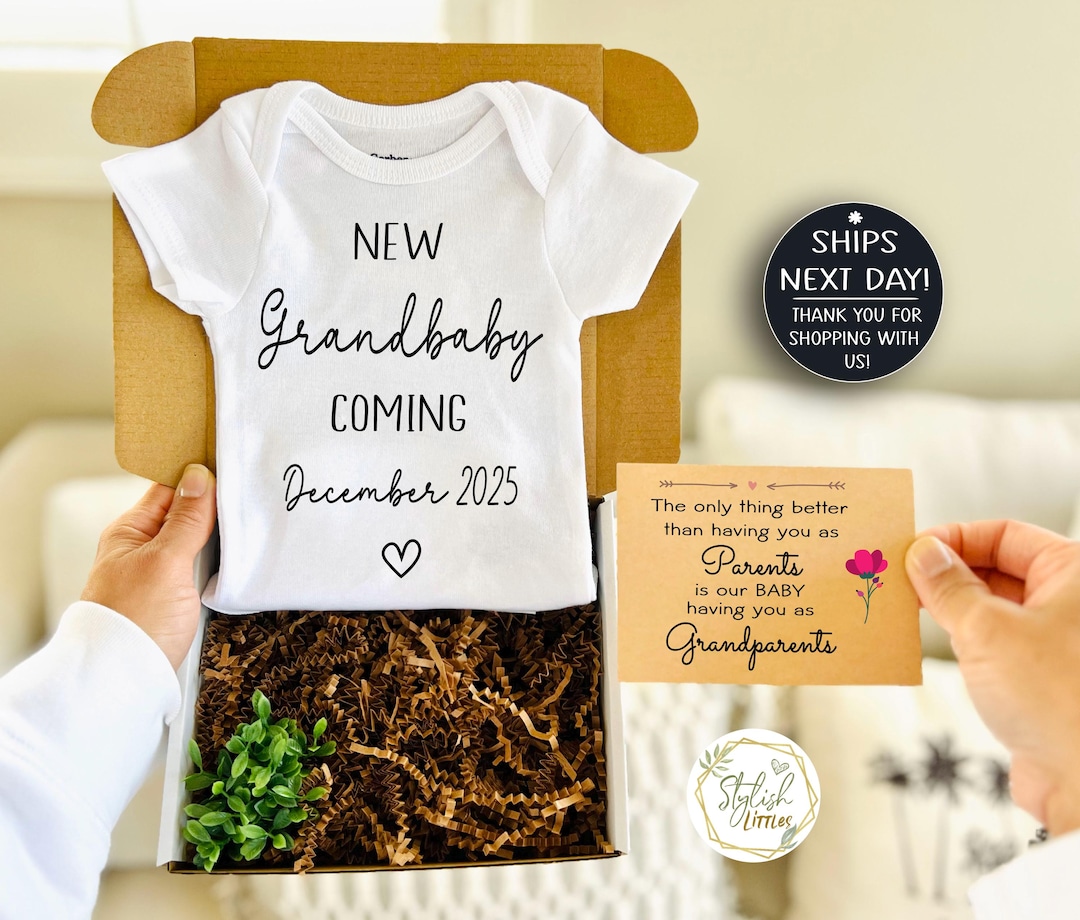 First New Grandbaby Pregnancy Announcement Baby Onesie® Gift Box for ...
