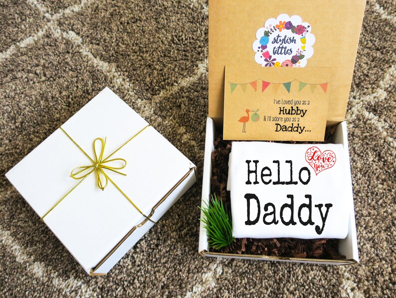 Hello Daddy Love You Baby Reveal Onesie ® Gift Box a - Etsy