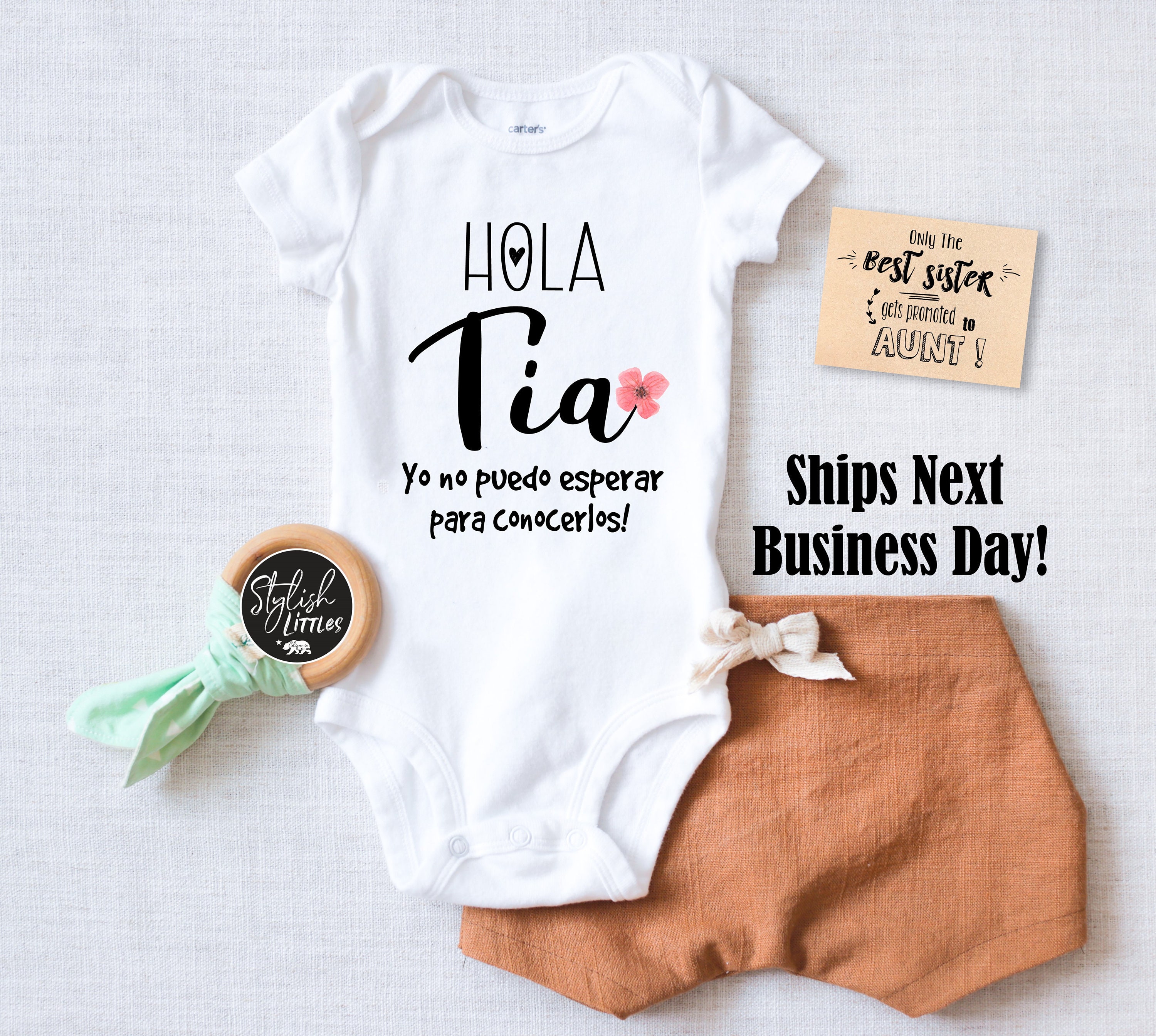 Hola Tia Spanish Baby Onesie® Pregnancy Announcement Español | Etsy