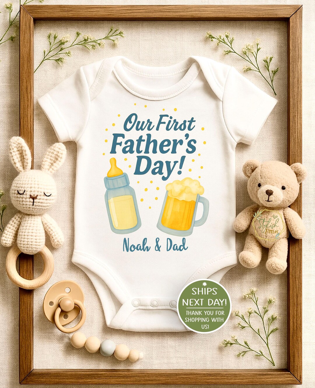 Personalized 1st First Father's Day Baby Boy Girl Onesie® Custom Name ...