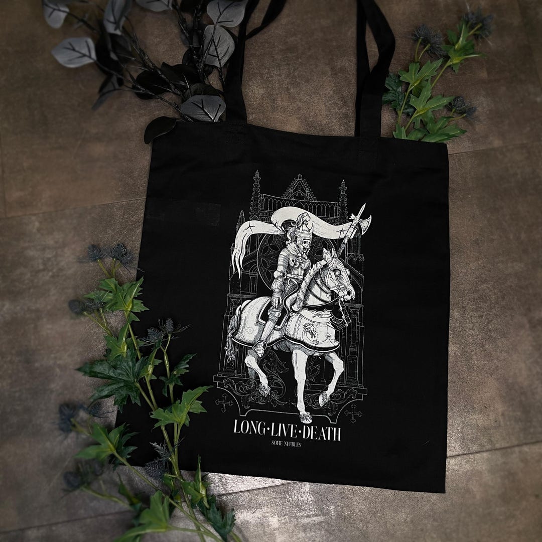 Long Live Death Tote Bag, Screen Printed, Hand Print, Alternative, Goth ...