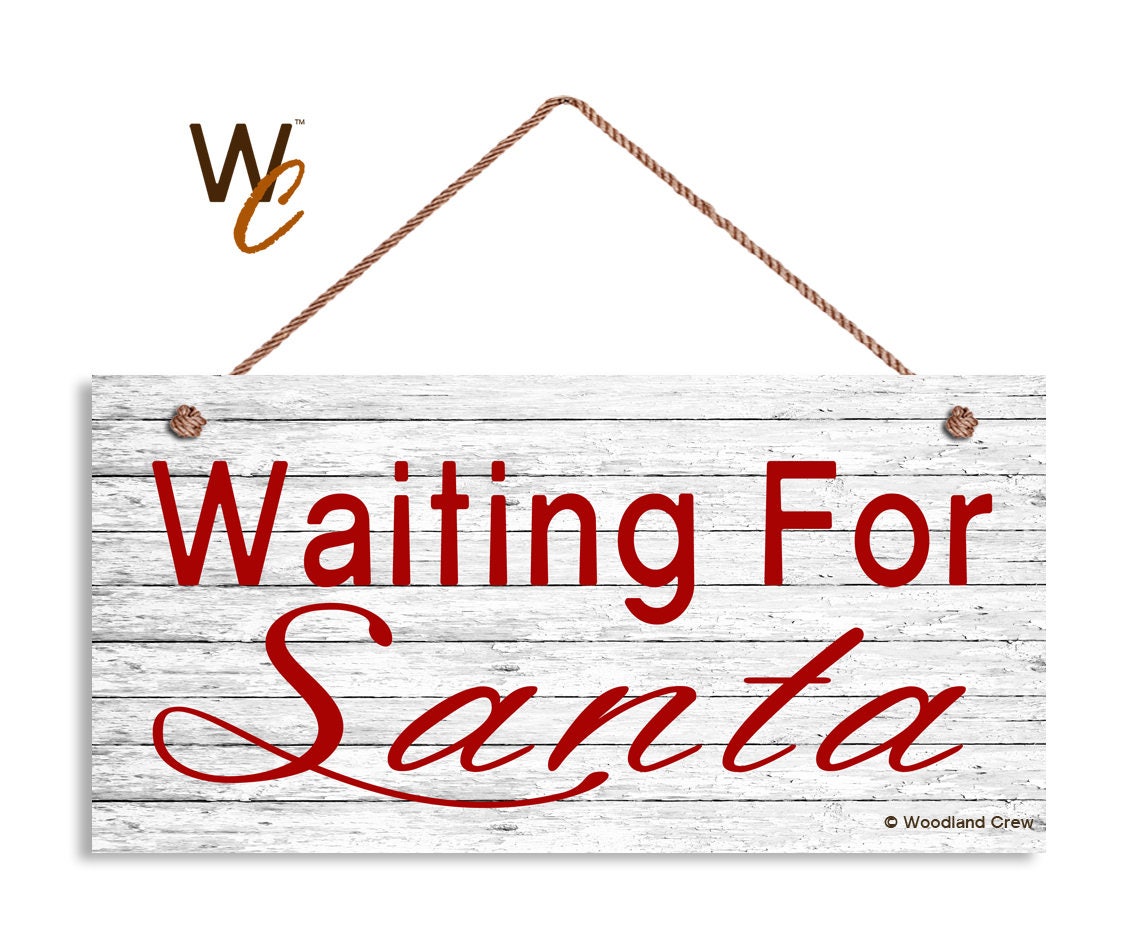 Waiting For Santa Sign Rustic Decor Kid's Door Sign For | Etsy