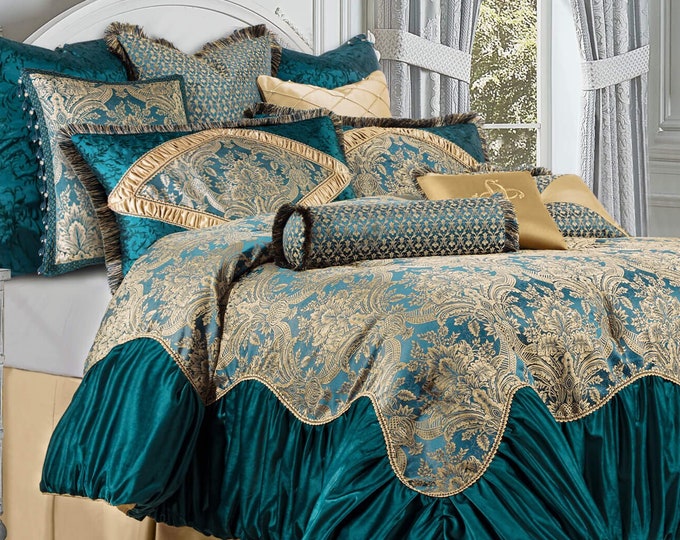 Noble Comforter Set 11/12 Pcs Luxury Damask Bedding Set Bed - Etsy