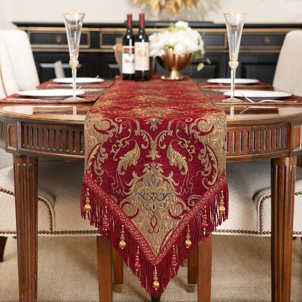 Burgundy Table Runner - Etsy