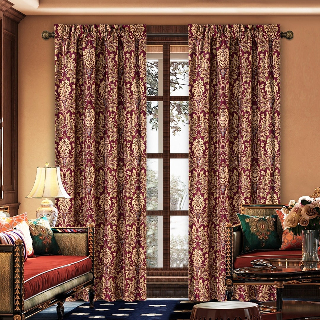 Lafaye Curtains- Damask Curtains for Windows- 2 Panels Curtains 52”wx ...