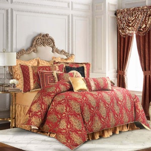 Florence Comforter Set- 12/13 Pcs Luxury Damask Bedding Set- Bed in a ...