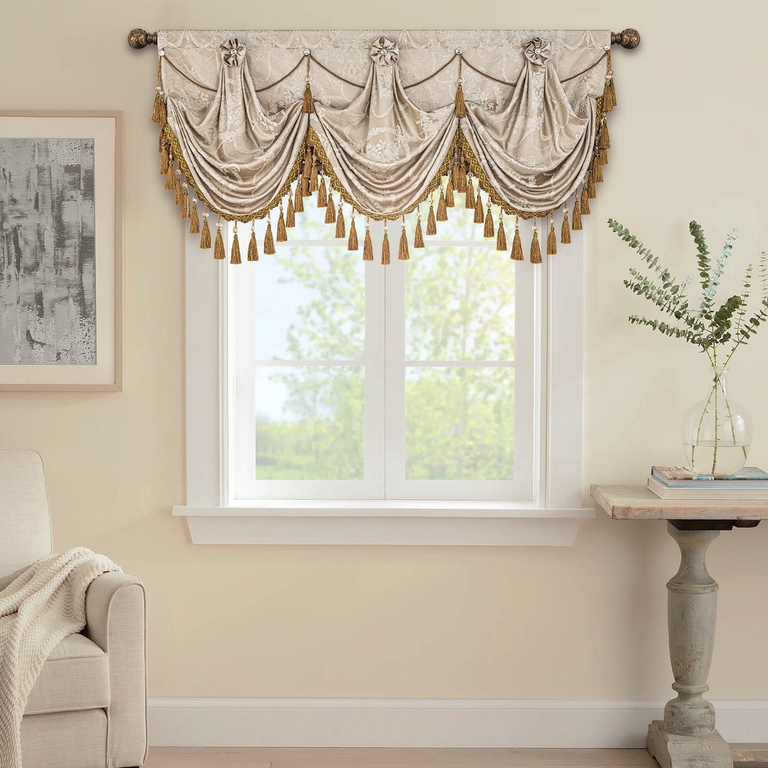 Palace Waterfall Valance Traditional Swag Valance for Windows Sand ...
