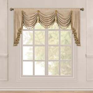 Beige Chenille Swag Valance- Traditional Waterfall Valance for Windows ...