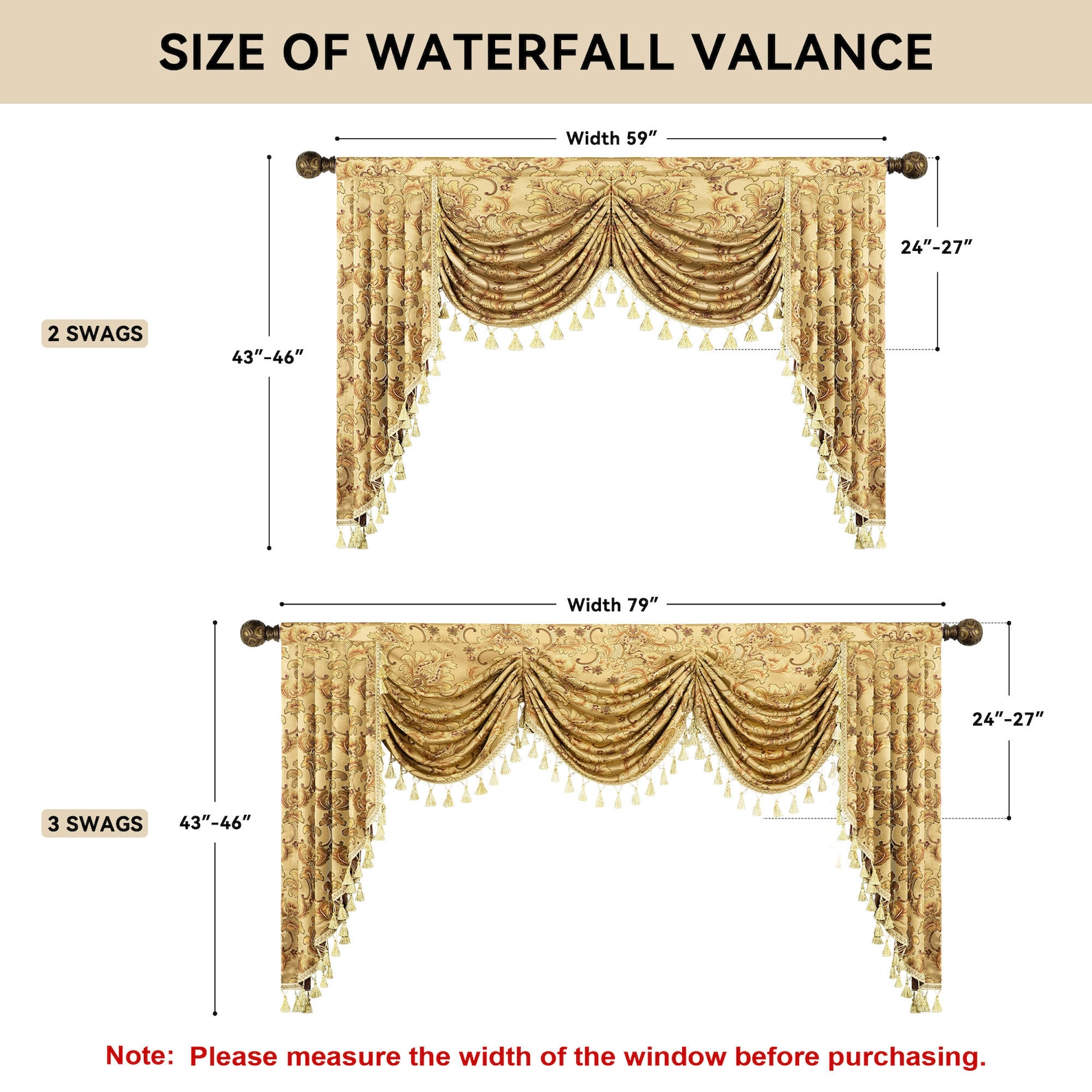 Opulent Swag Valance Traditional Waterfall Valance for - Etsy