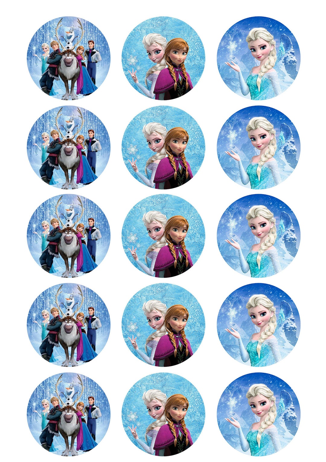 Frozen 2" Icing Cupcake Toppers 15 per Sheet Pre-cut - Etsy UK