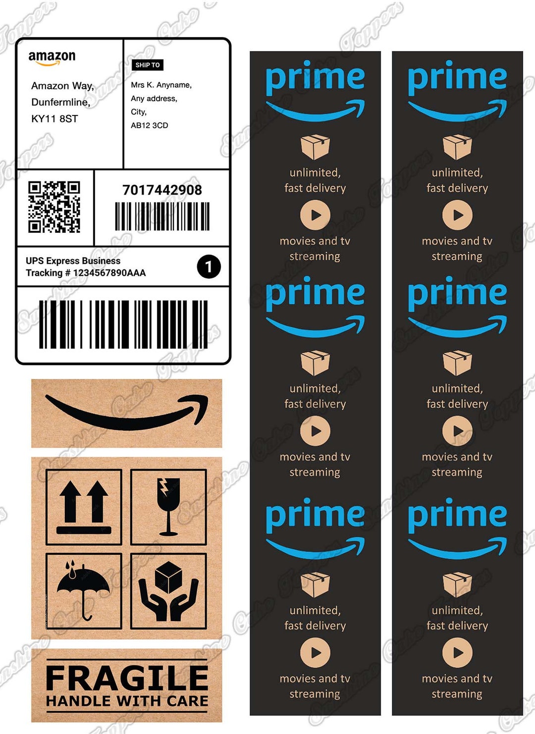Amazon Parcel Stickers Personalised Edible Icing Cake Toppers - Etsy