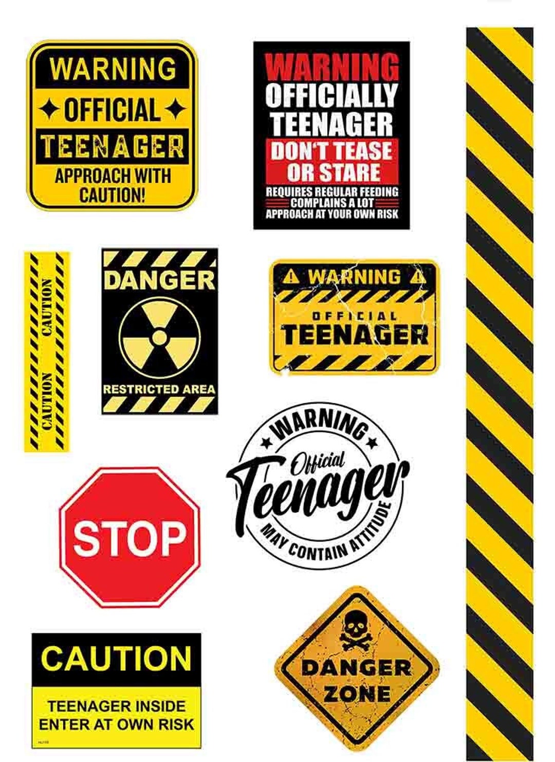 Warning Teenager Edible Icing Cake Topper 2.5" Logo's 1" W Tape - Etsy UK