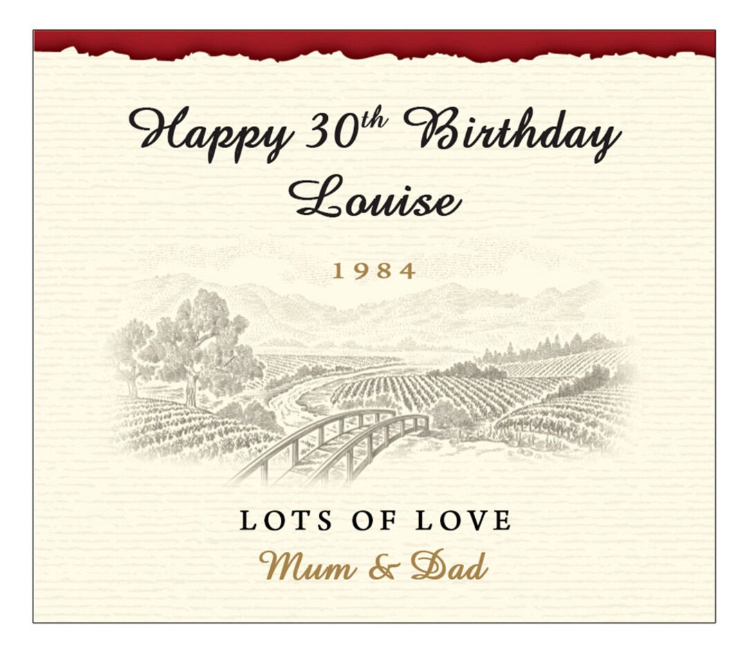 Wine Label Personalised Cake Topper Various Sizes - Etsy