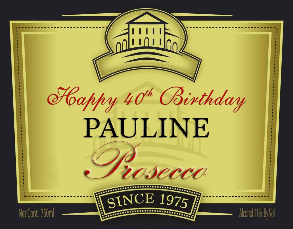 Prosecco Sparkling Wine Label Personalised Cake Topper Various Sizes - Etsy