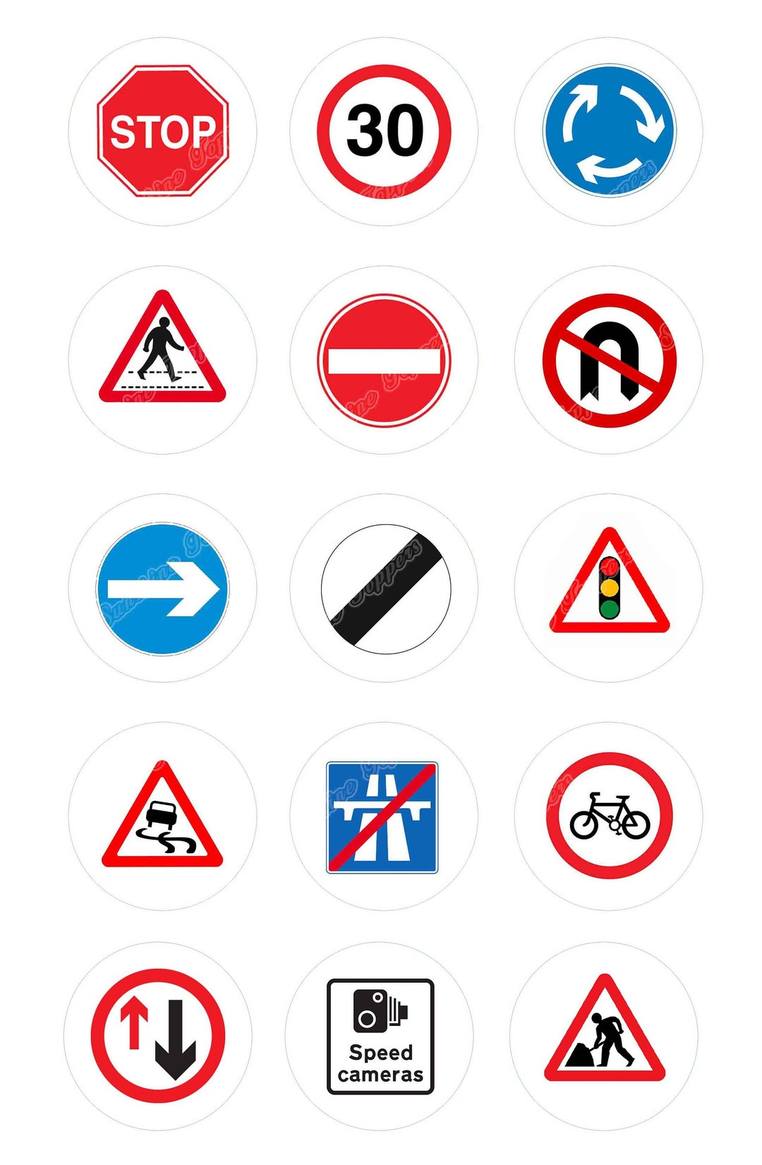New Driver, Learner Driver, Road Signs Icing Cupcake Toppers Pre-cut 15 ...