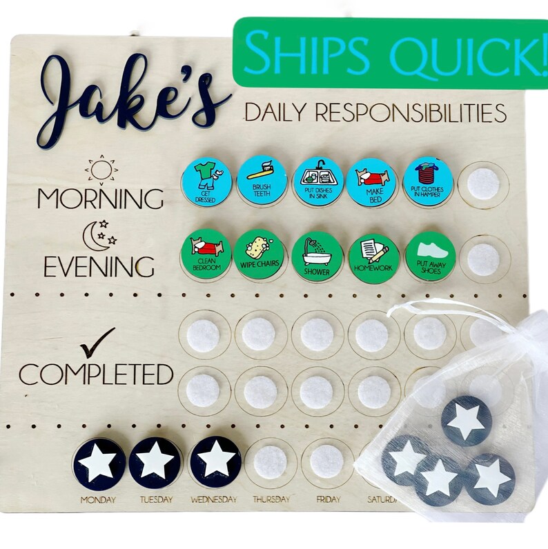 Chore Chart With Pictures for Kids, Personalized Daily Routine Chart ...