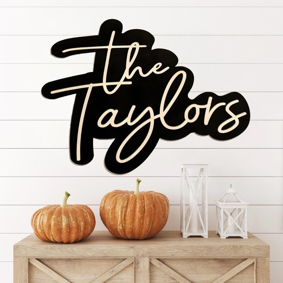 Large Last Name Sign, Cut Out Last Name Sign, Wedding Name Sign, Double ...