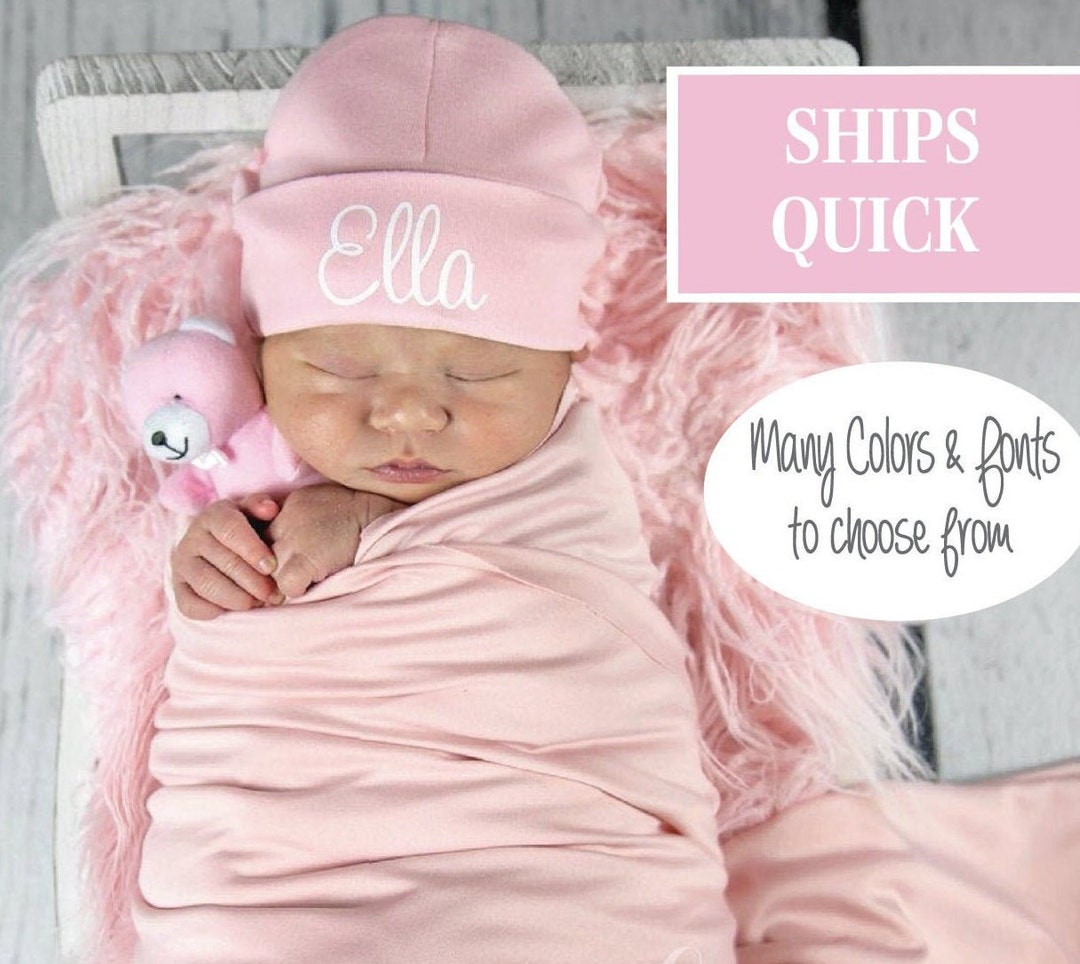 Baby Girl Personalized Newborn Hat, Hospital Hat, Baby Boy Newborn Hat ...