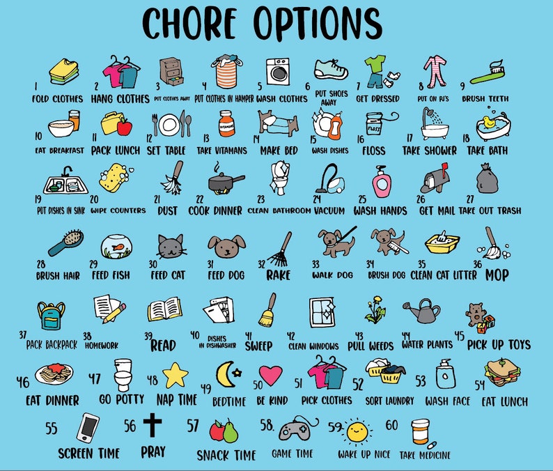 Chore Chart With Pictures for Kids, Personalized Daily Routine Chart ...