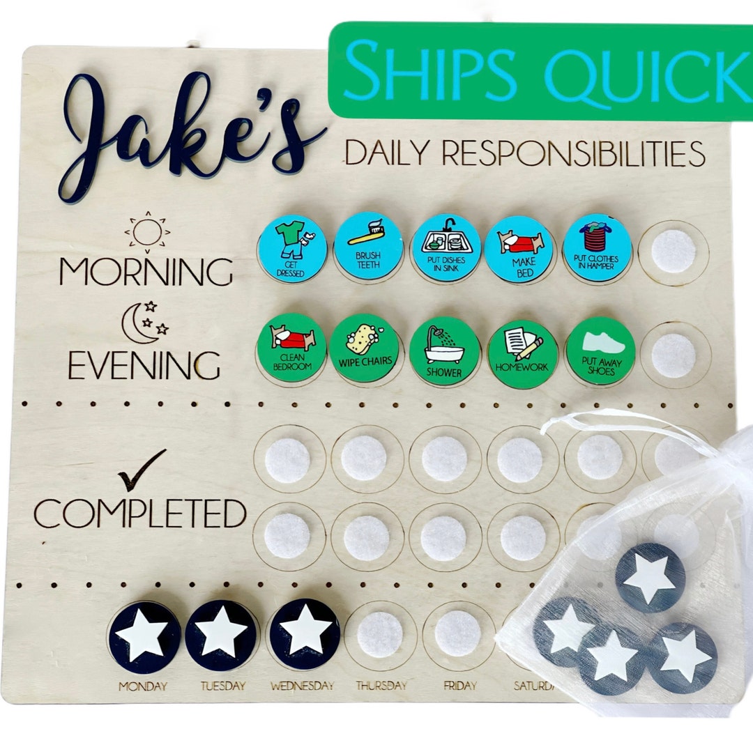 Customizable Chore Chart With Pictures for Kids, Personalized Daily ...