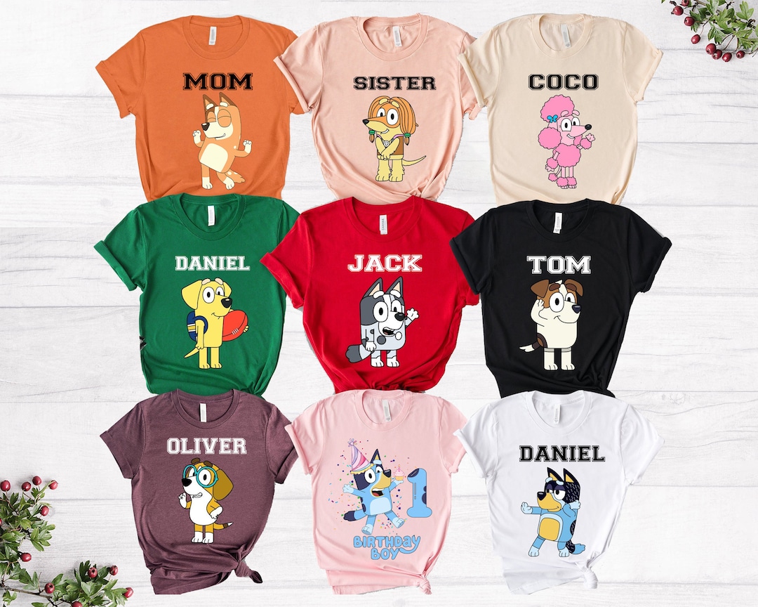 Personalized Bluey Family Shirt Bluey Birthday Party Shirt - Etsy