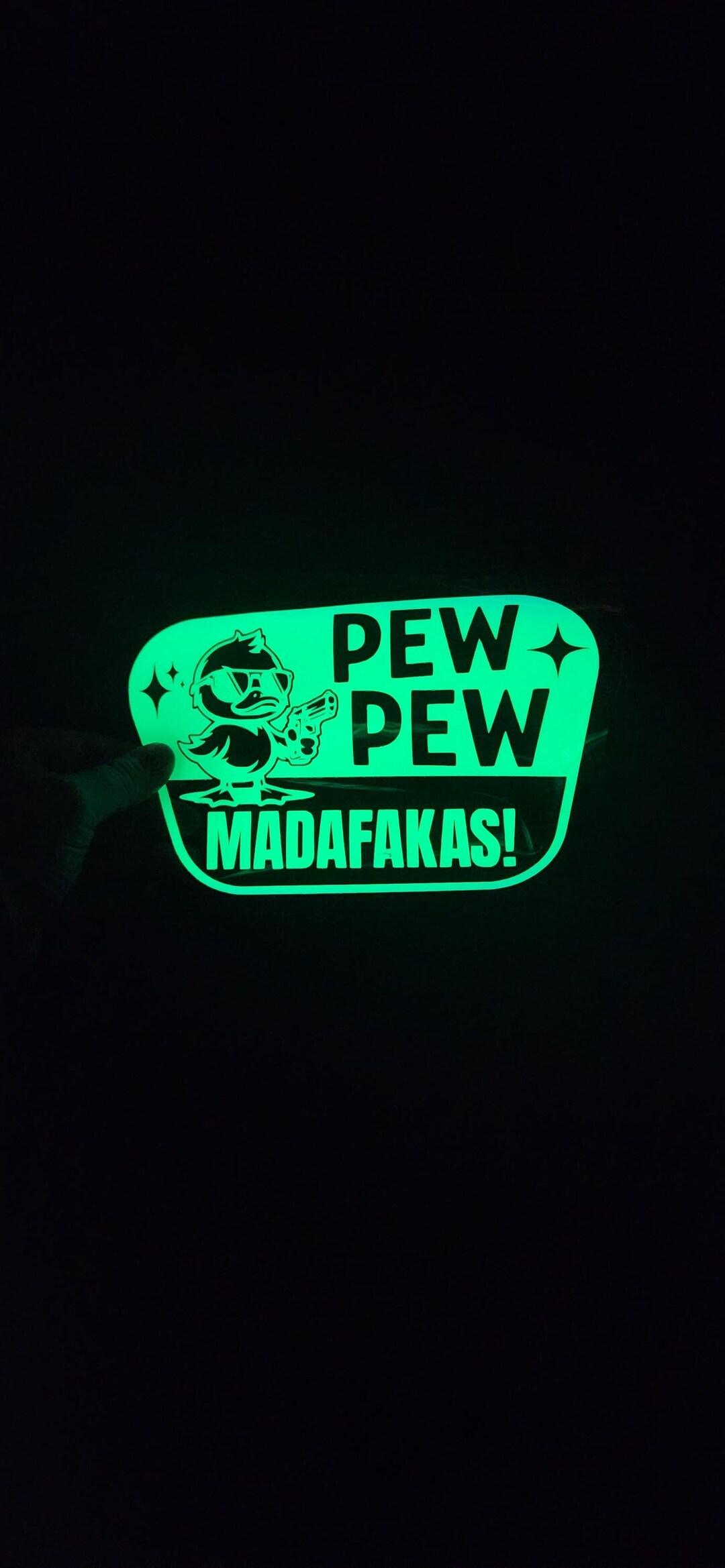 Pew Pew Duck Sticker Decal Holographic Glow in the Dark Car Laptop ...