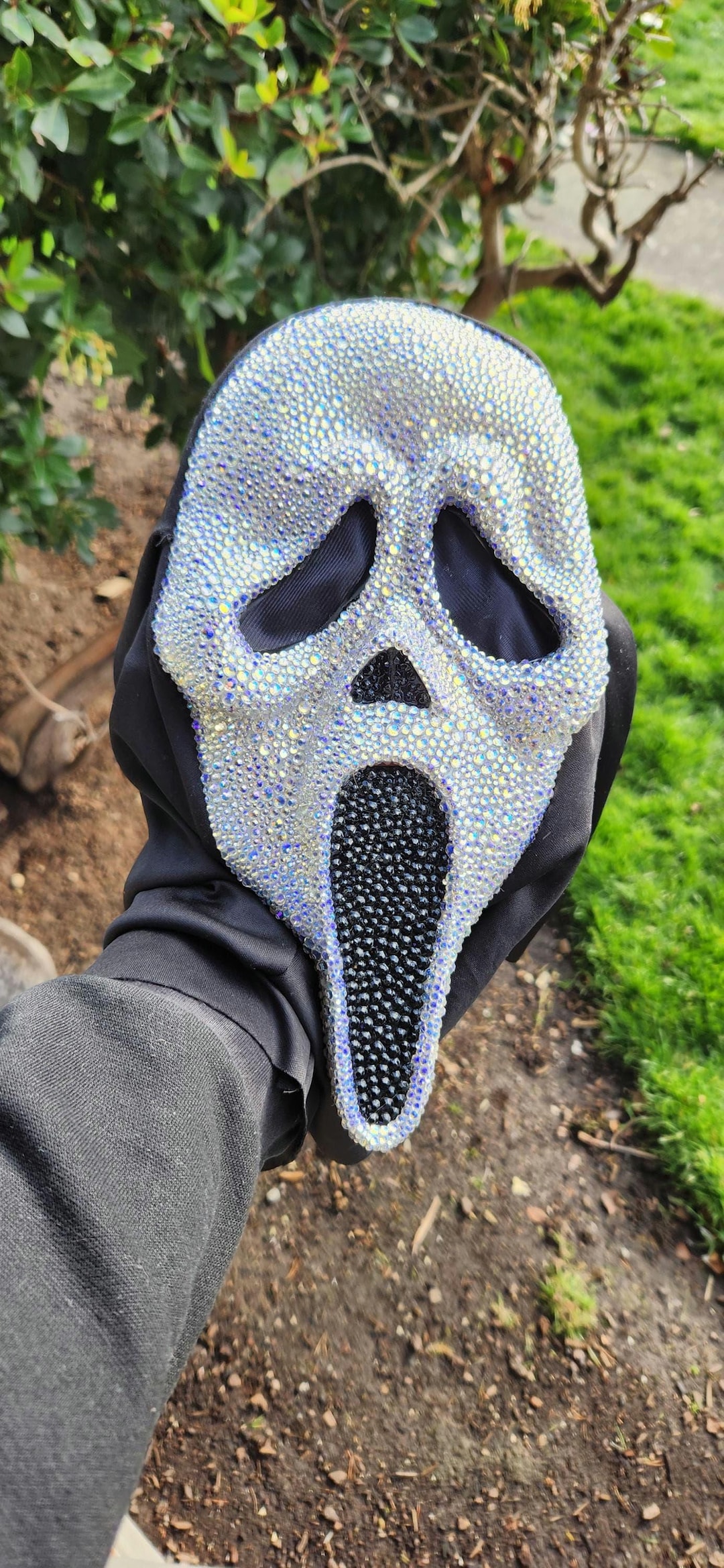 Bing Ghost Face Rhinestone Costume Mask Halloween Bedazzled Costume ...