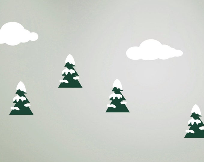 Alpine Trees Wall Decal Christmas Tree Wall Decal Nursery Decor Winter ...
