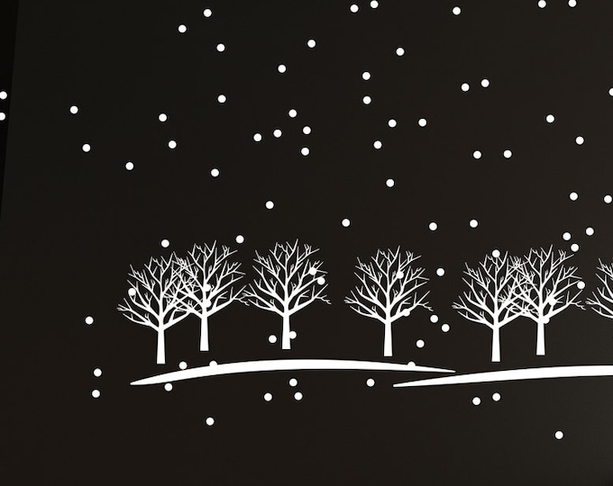 Forest Tree Decal Winter Wall Decal Winter Decor Christmas Decal ...