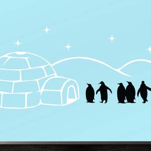 Penguin Decal Igloo Wall Decal Snow Decal March Antarctic - Etsy