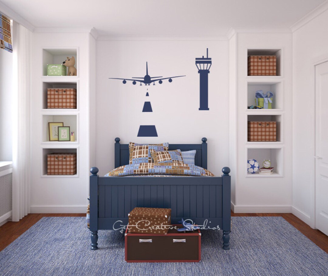 Airplane Wall Decal Airport Tower Wall Decal Plane Wall Decal Aviation ...