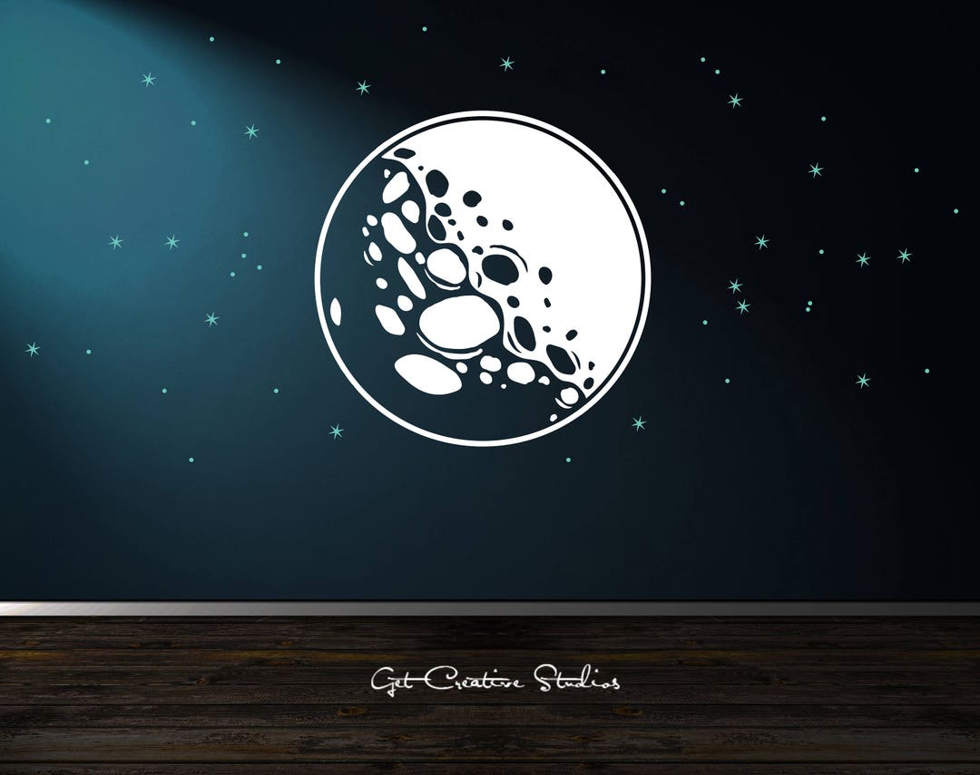 Large Moon Decal Apollo Decal Space Wall Decal Night Sky Star - Etsy
