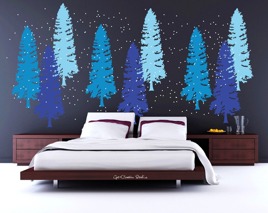 Large Pine Tree Wall Decal Pine Trees Decal Christmas Tree - Etsy