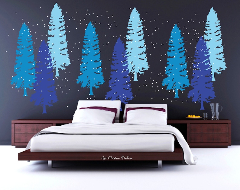 Large Pine Tree Wall Decal Pine Trees Decal Christmas Tree - Etsy