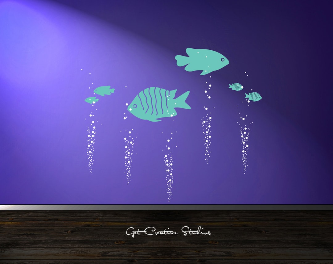 Fish Wall Decal School Fish Ocean Wall Decal Goldfish Decal Fishing ...