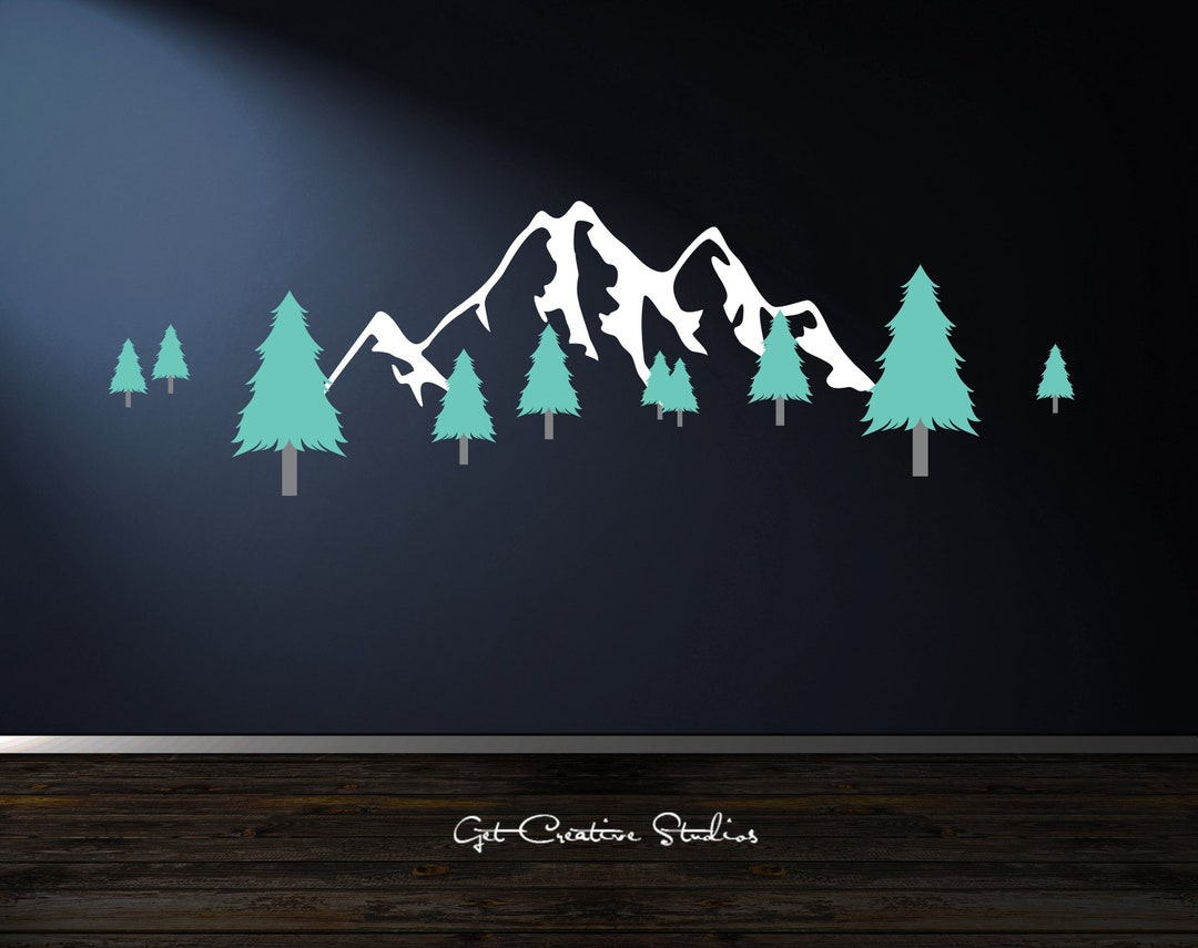 Mountain Tree Decal Pine Trees Decal Forest Wall Decal Outdoor - Etsy