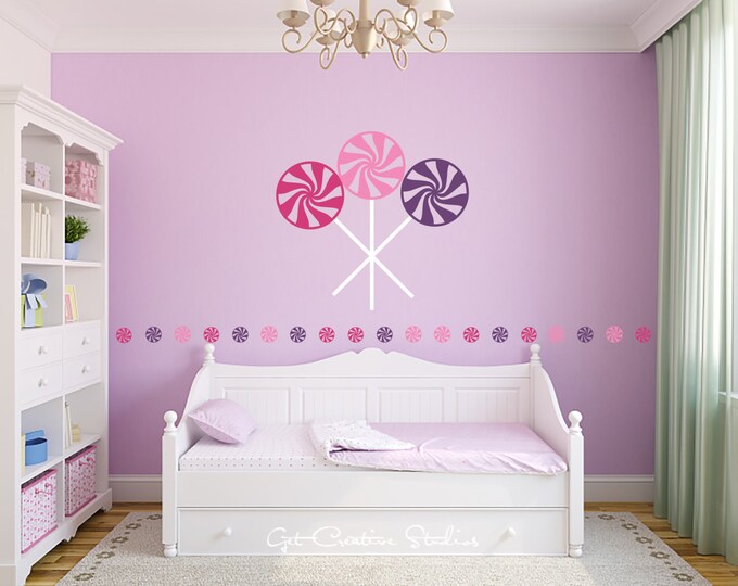Lollipop Candy Decal Sweet Decal Candy Store Decor Playroom Wall Art ...