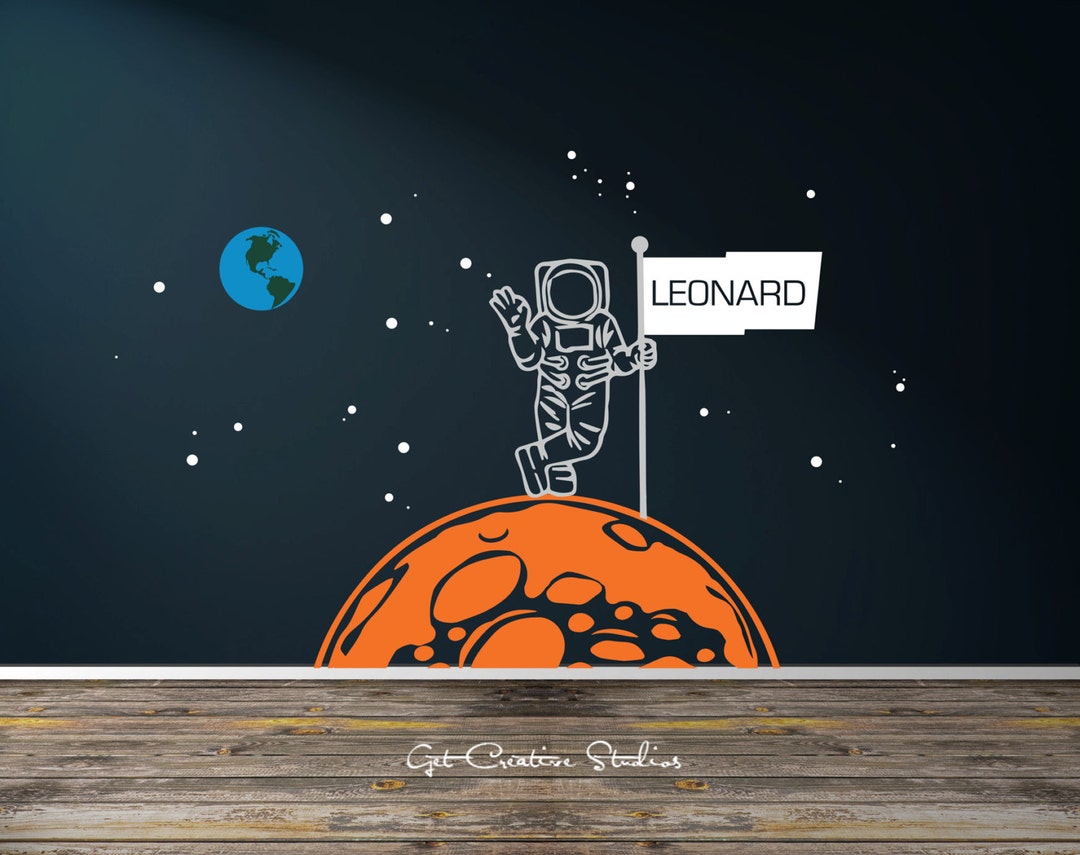 Astronaut Name Decal Spaceman Decal Moon Wall Art Mars Decal - Etsy