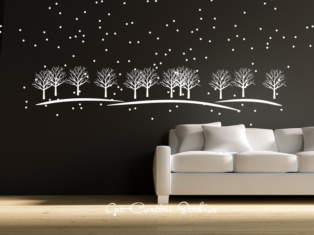Forest Tree Decal Winter Wall Decal Winter Decor Christmas - Etsy