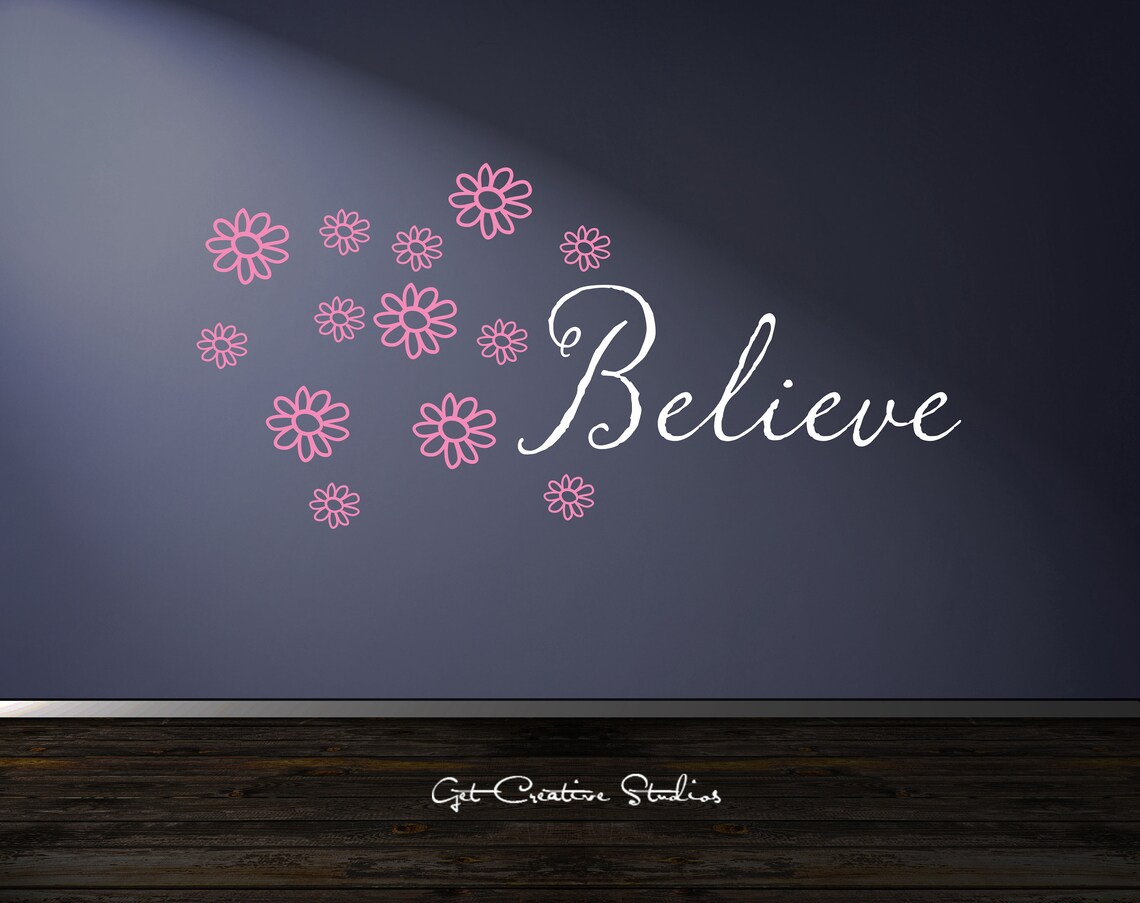 Imagine Wall Decal Flower Wall Decal Believe Wall Decal - Etsy
