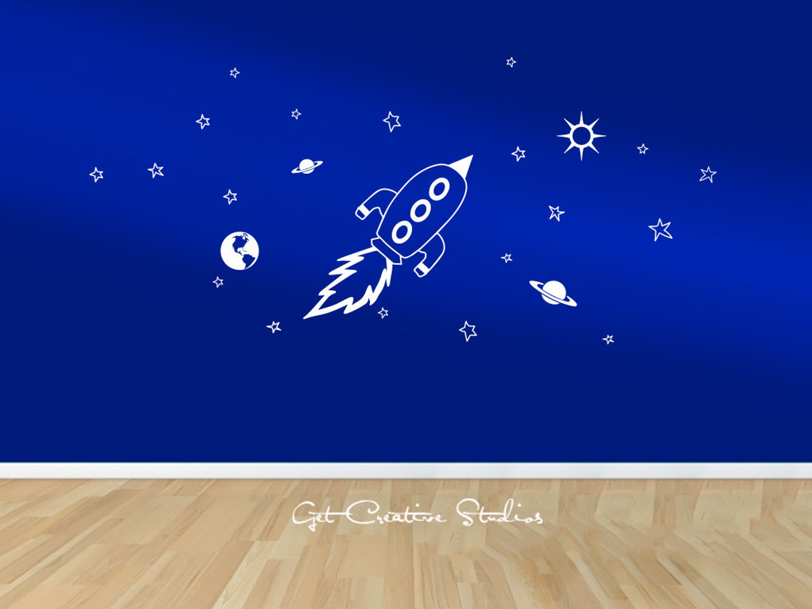 Rocket Ship Decal Space Drawing Decal Cartoon Decal Space Ship - Etsy