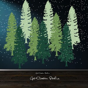 Large Pine Tree Wall Decal Pine Trees Decal Christmas Tree - Etsy