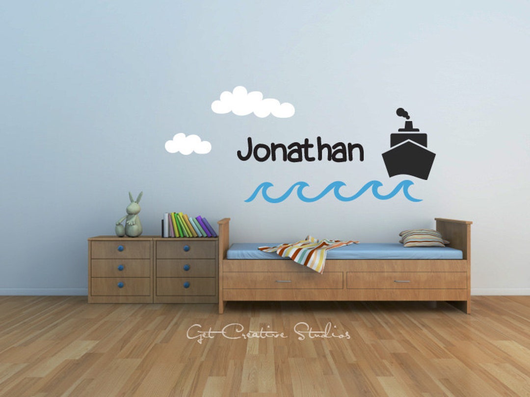 Boat Decal Ocean Tug Nautical Boys Clouds Sea Float Captain Vessel Ship ...