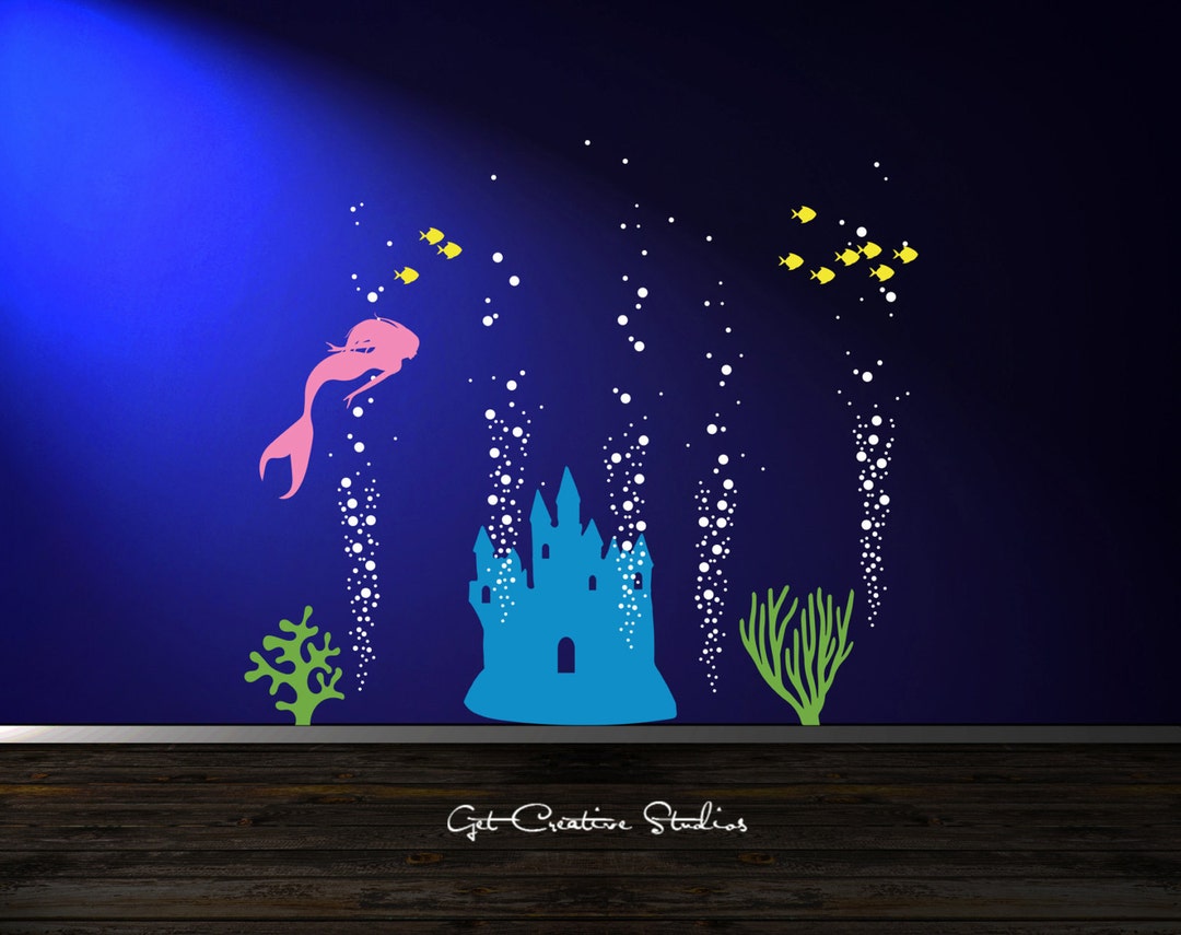 Underwater Mermaid Decal Ocean Mermaid Wall Decal Mermaid Castle Decal ...