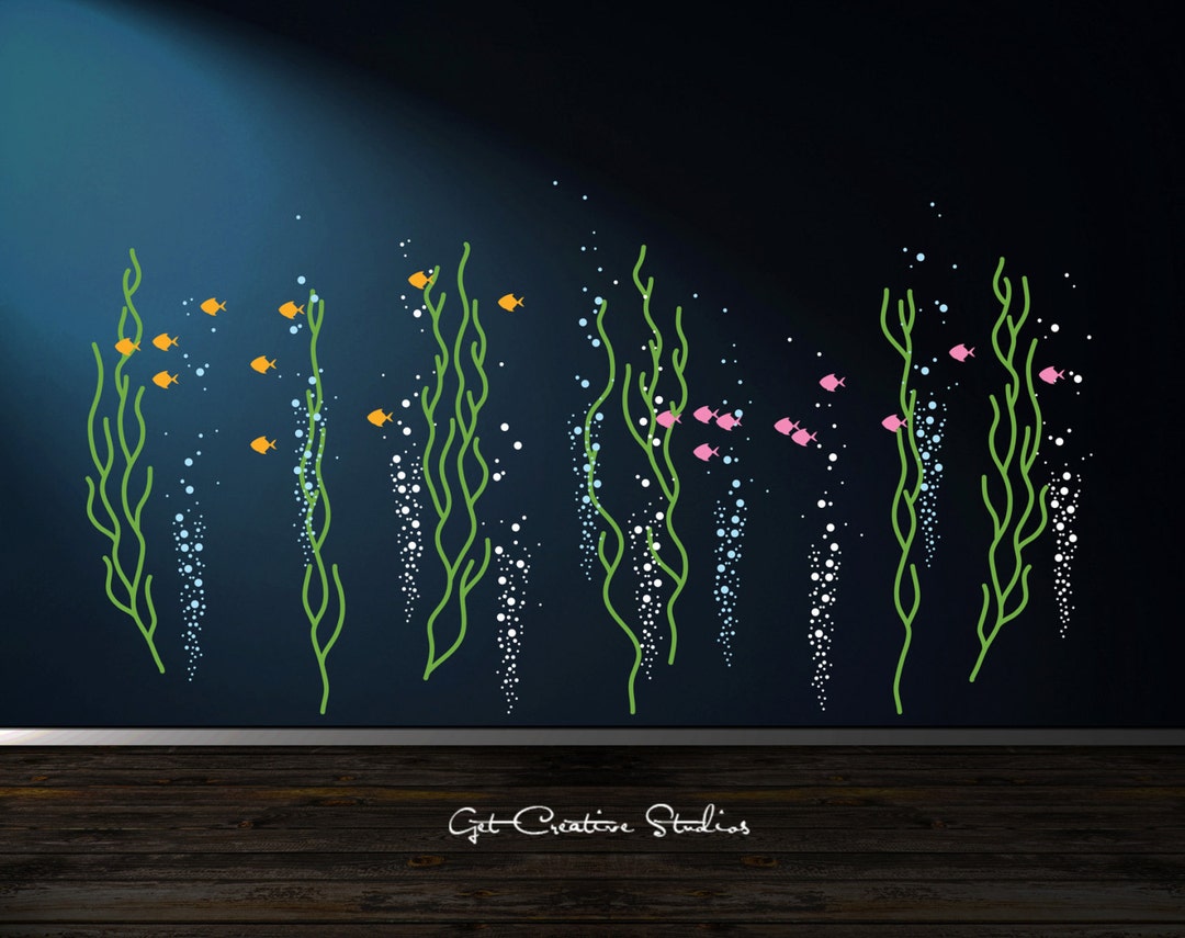 Seaweed Decal Underwater Wall Decal Bubble Wall Decal Aquarium Wall ...
