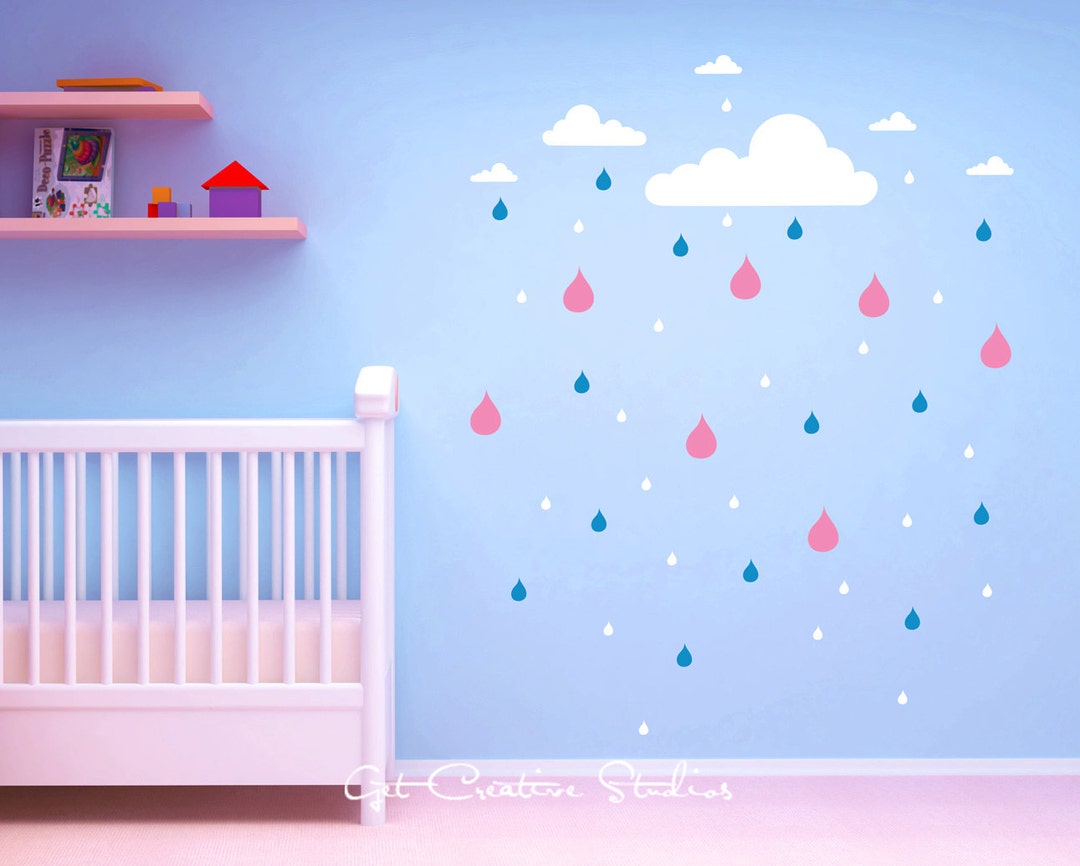 Baby Shower Decal Rain Wall Decal Raindrop Weather Decal - Etsy